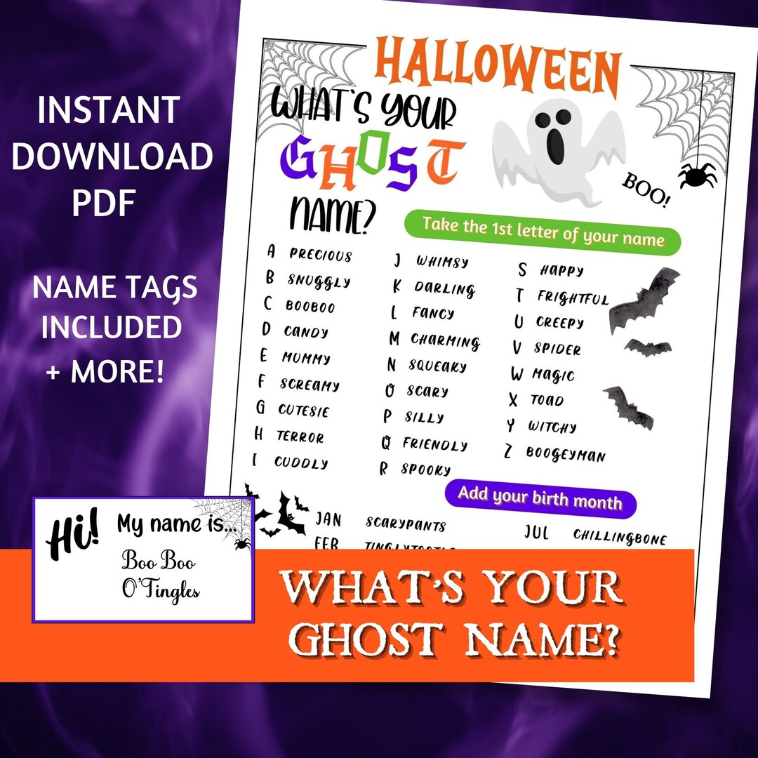What's Your Ghost Name Game; Icebreaker Games, Adult Halloween Games ...