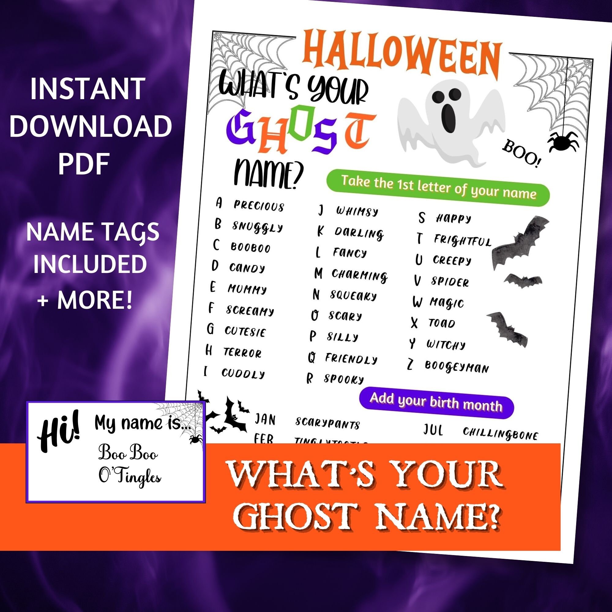 What's Your Ghost Name Game Icebreaker Games, Adult Halloween Games ...