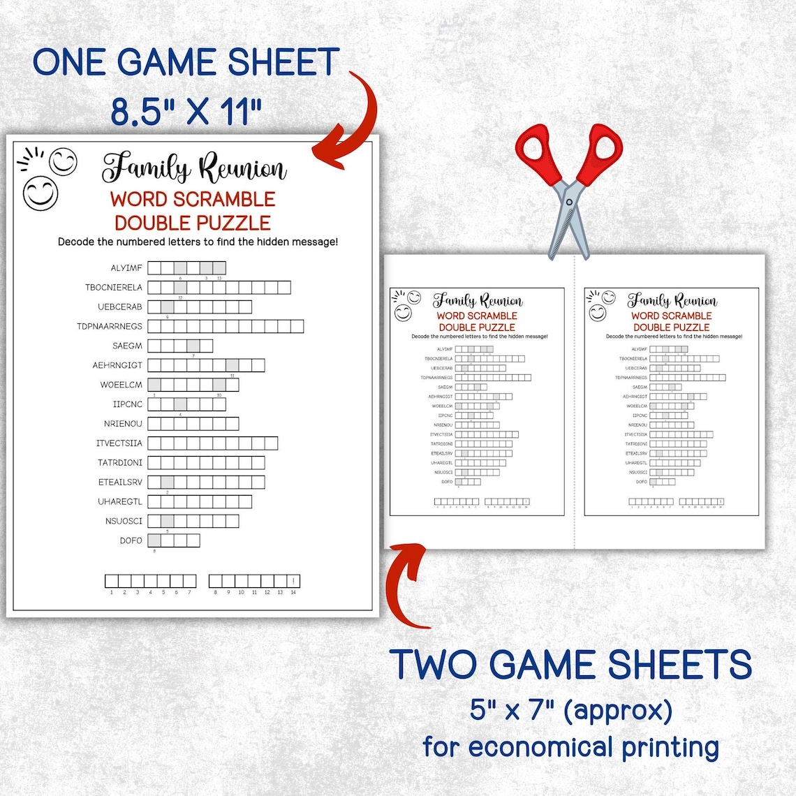 Family Reunion Word Scramble Double Puzzle Game, Family Word Scramble ...