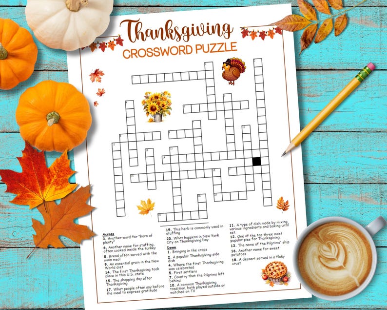 Thanksgiving Crossword Puzzle, Thanksgiving Trivia, Thanksgiving ...