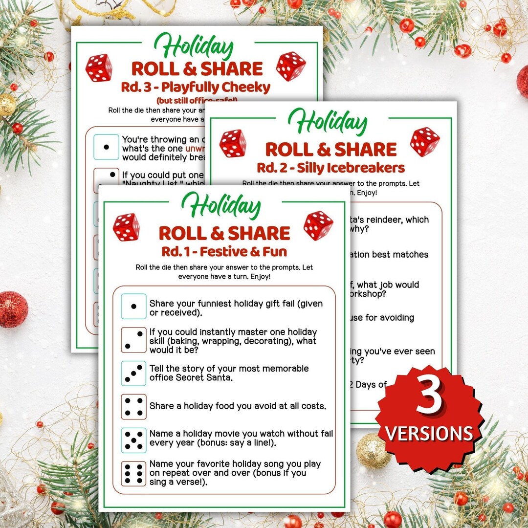 Roll and Share Holiday Edition, Christmas Dice Game, Table Talk Dice ...