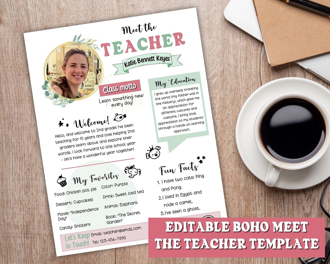 Meet the Teacher Boho Template Kit, Get to Know Teacher Welcome Letter ...