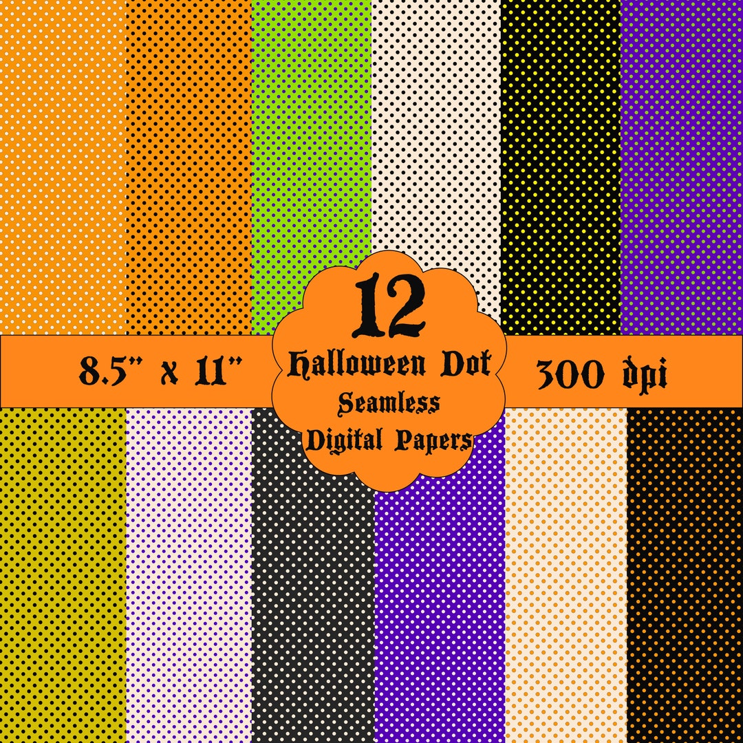 Halloween Polka Dot Digital Papers, Seamless, Perfect Background, All ...