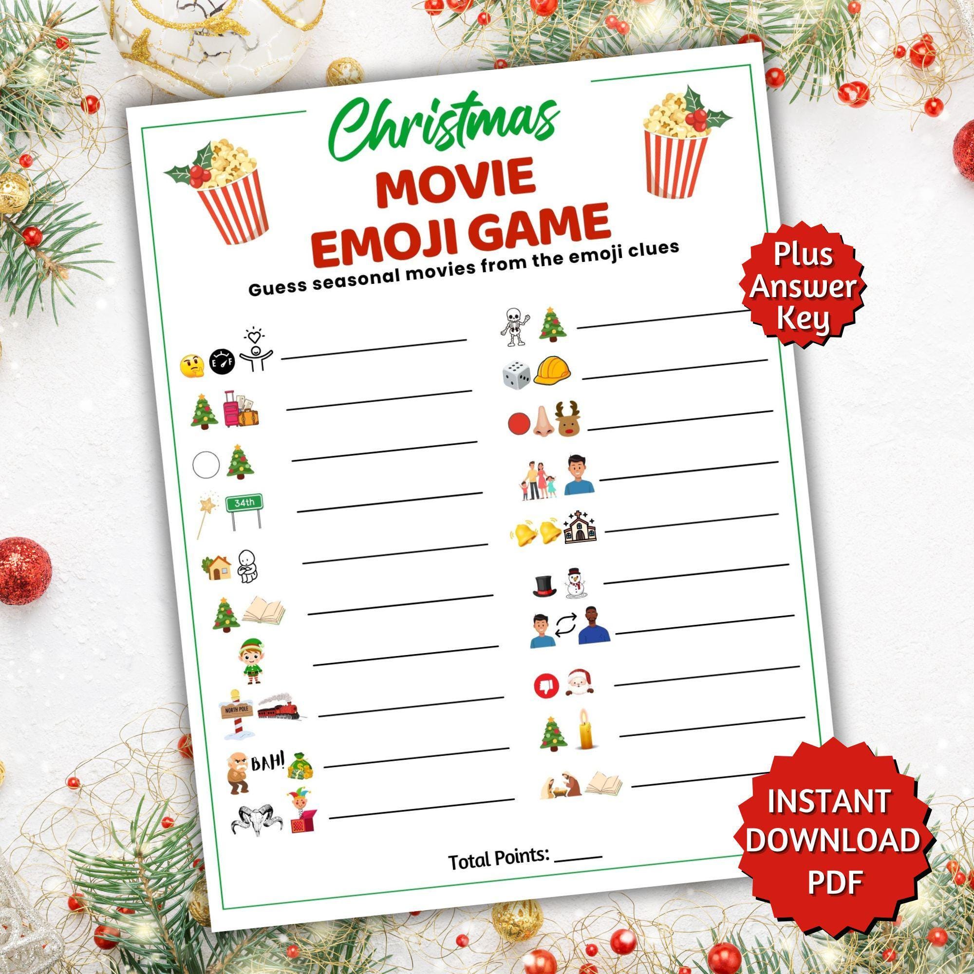 Christmas Movie Emoji Game, Christmas Movie Quiz, Office Christmas ...