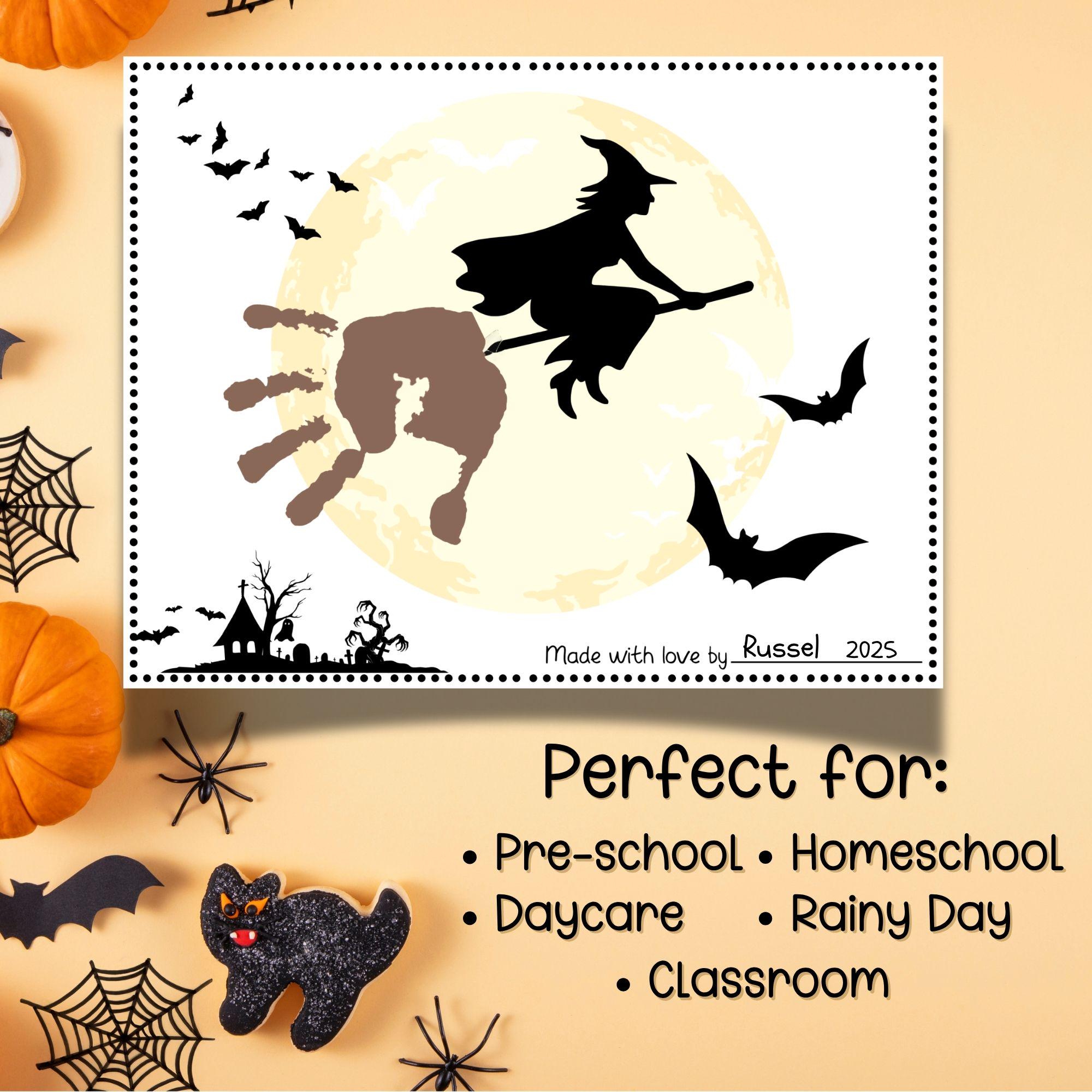 Witch Handprint Template Halloween Handprint Craft, Halloween Coloring ...