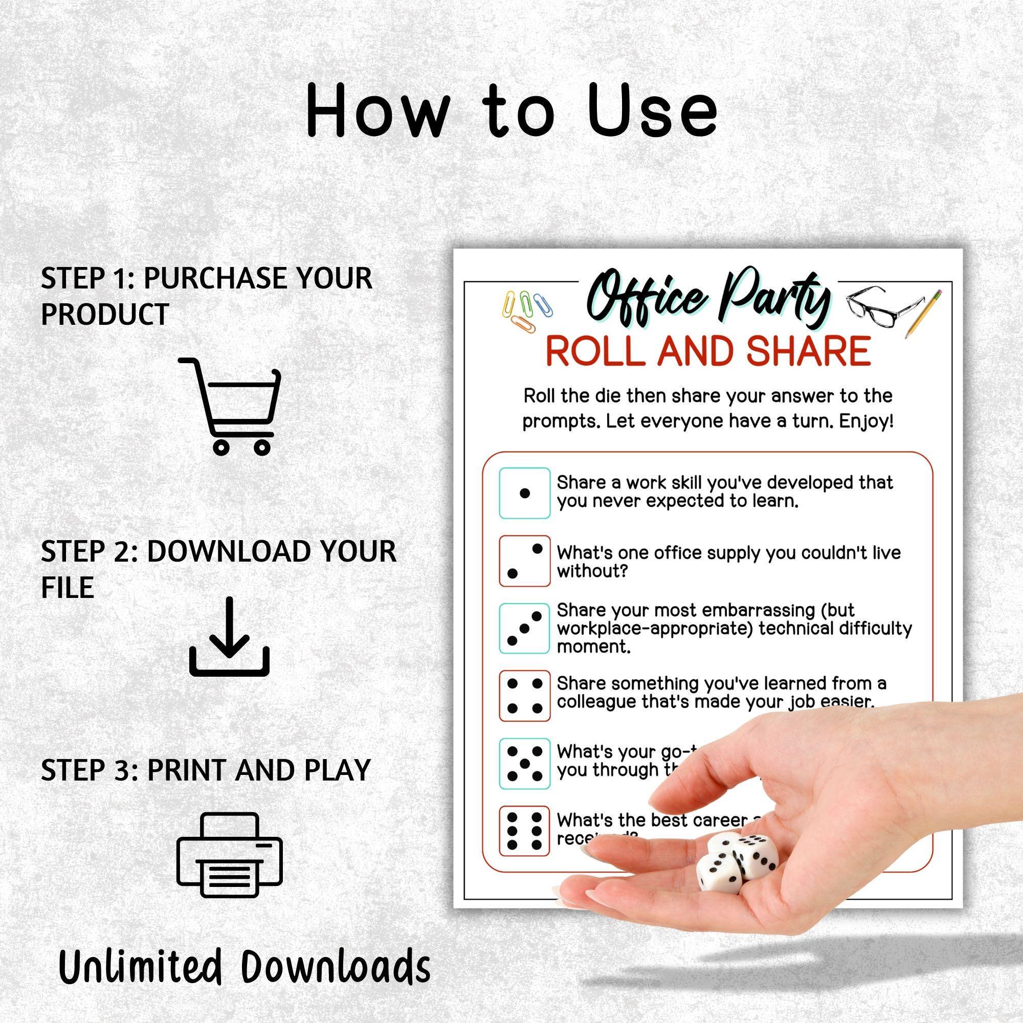 Office Party Roll and Share Icebreaker Game, Virtual Games for Work ...