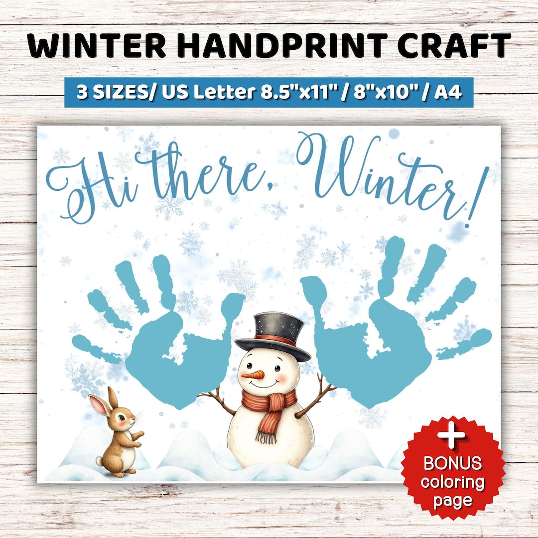 Winter Handprint Craft, Snowman Handprint, Newborn Keepsake, Classroom ...