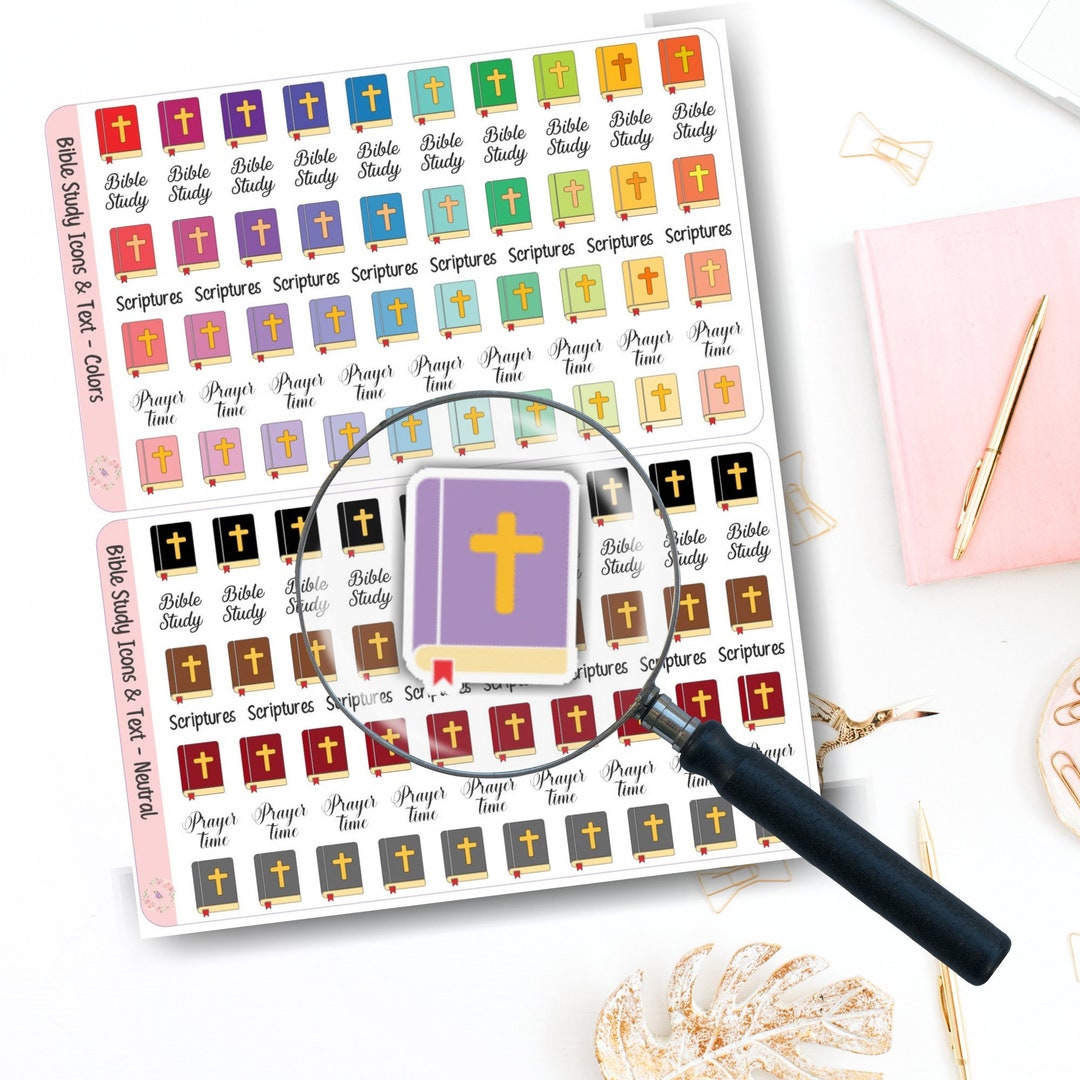 Printable Bible Stickers, Bible Study Planner Stickers, Bible Icon ...