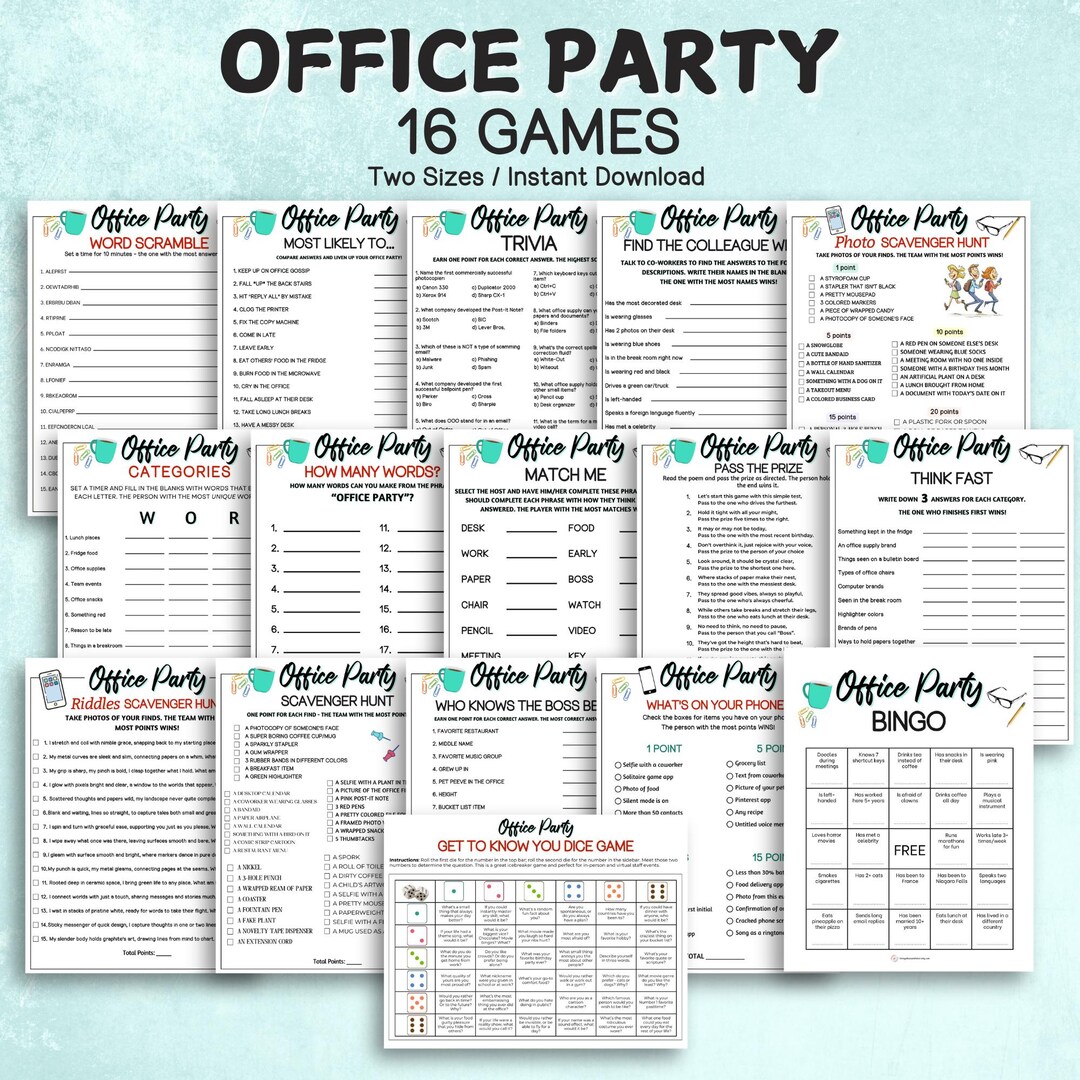 Office Party Games Bundle, Office BINGO, Office Games, Office Scavenger ...