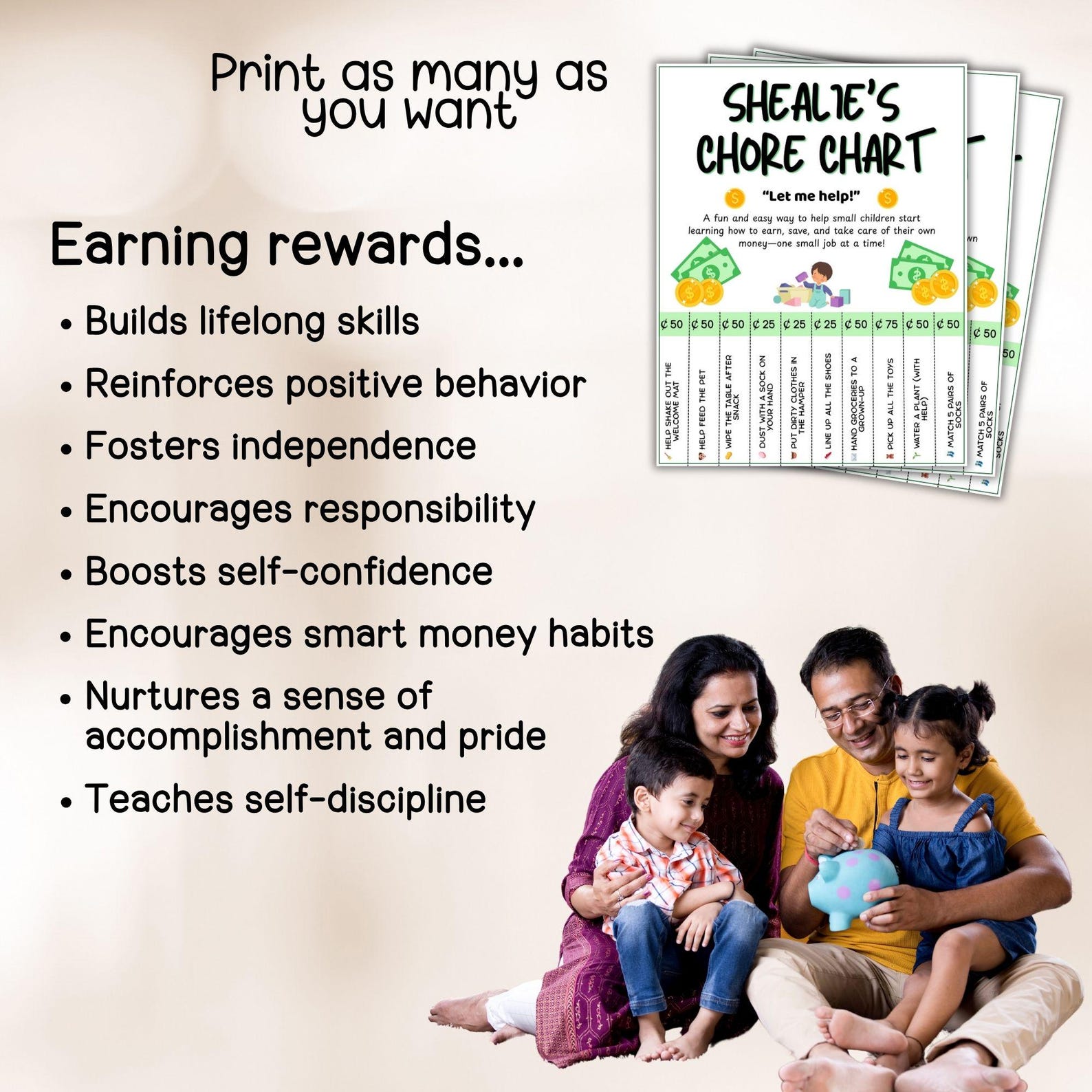 Editable Chore Chart for Toddlers, Tear-off Flyer Kids Reward System ...