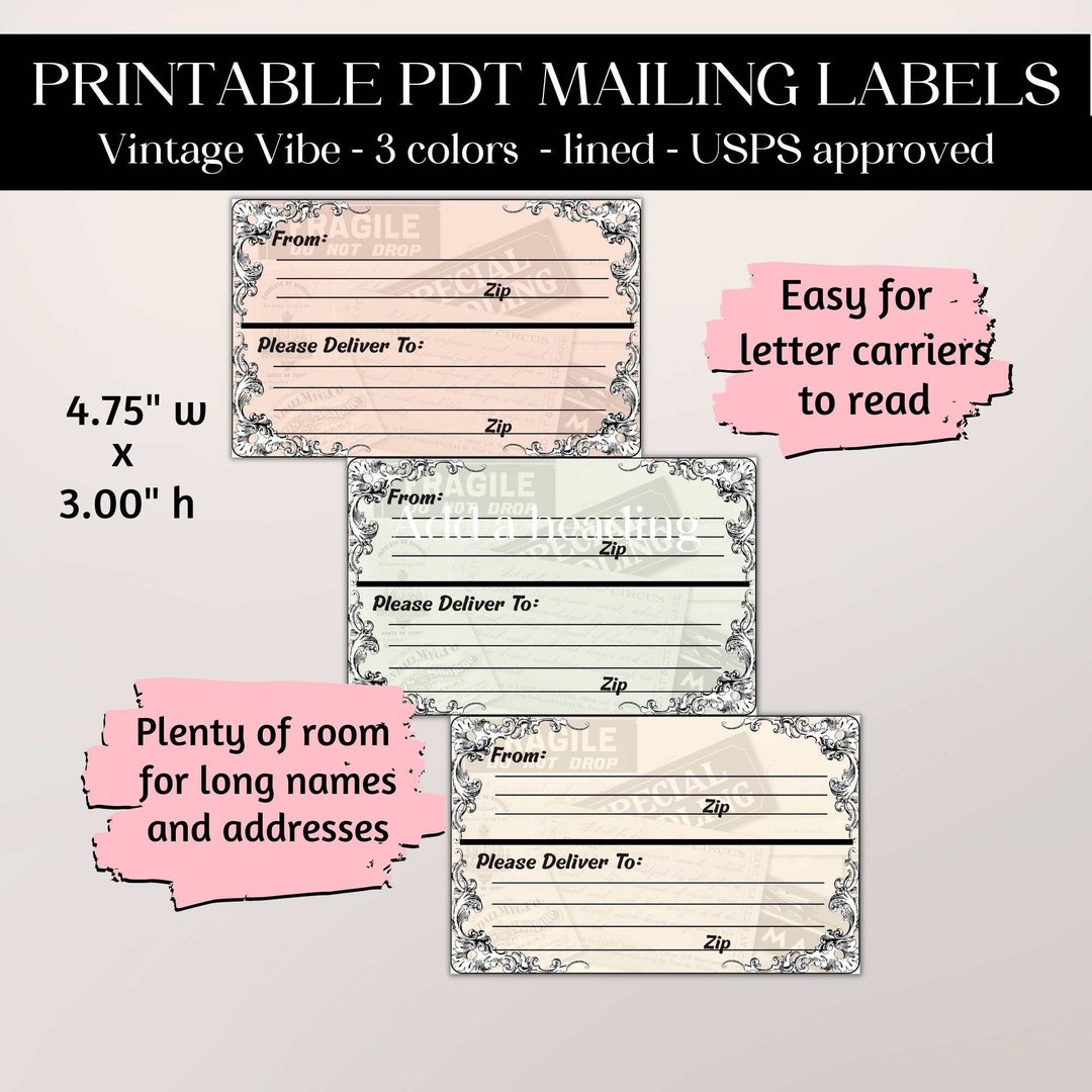 Vintage Please Deliver to Mailing Labels Printable Address Labels Usps ...