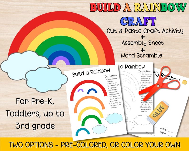Build a Rainbow Cut and Paste Craft, Earth Day Craft for Toddlers ...