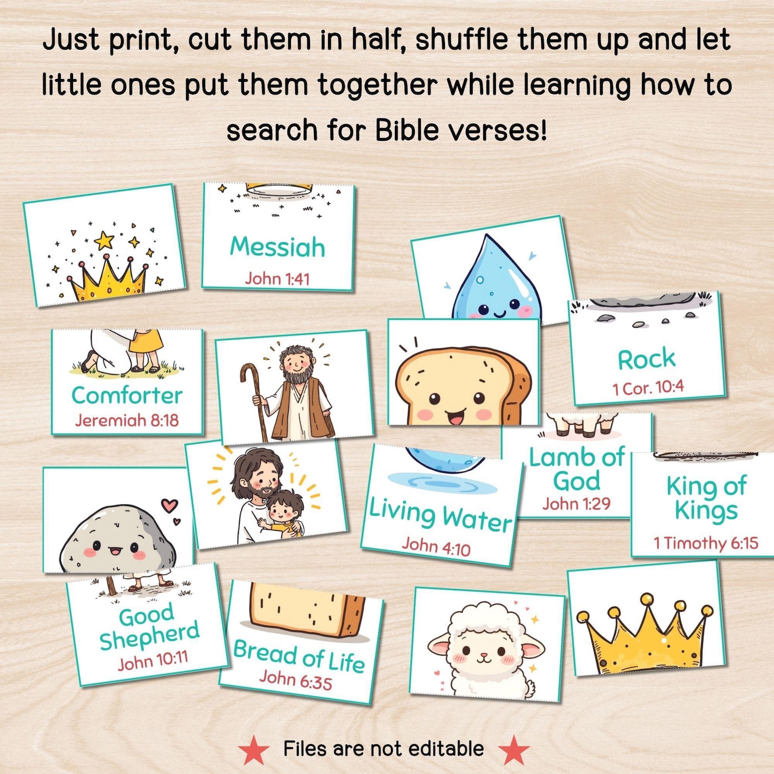 PRINTABLE Names of Jesus Matching Game, Morning Basket Preschool Bible ...