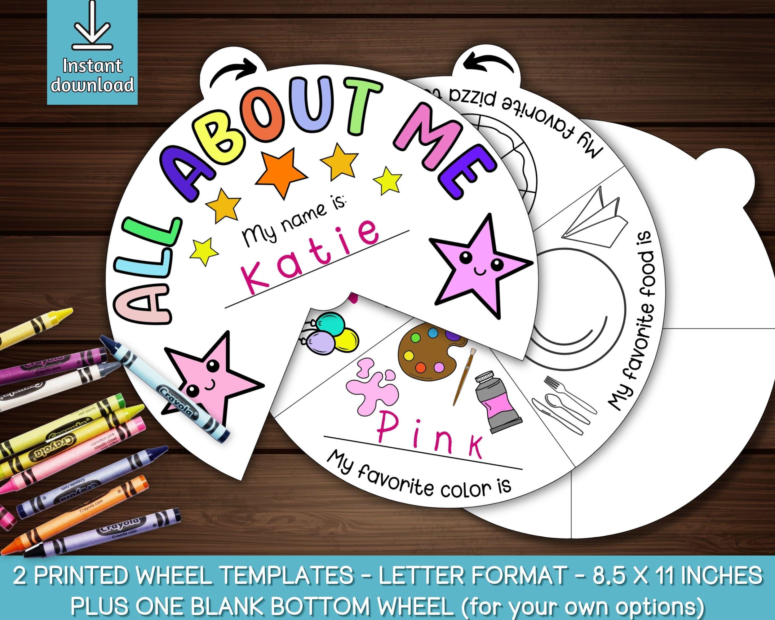 All About Me Back to School First Day Coloring Activity, Spinner Wheel ...