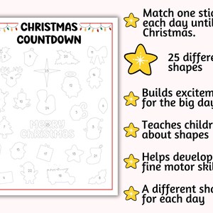 Christmas Countdown Calendar, Kids Advent Calendar, Christmas Stickers ...