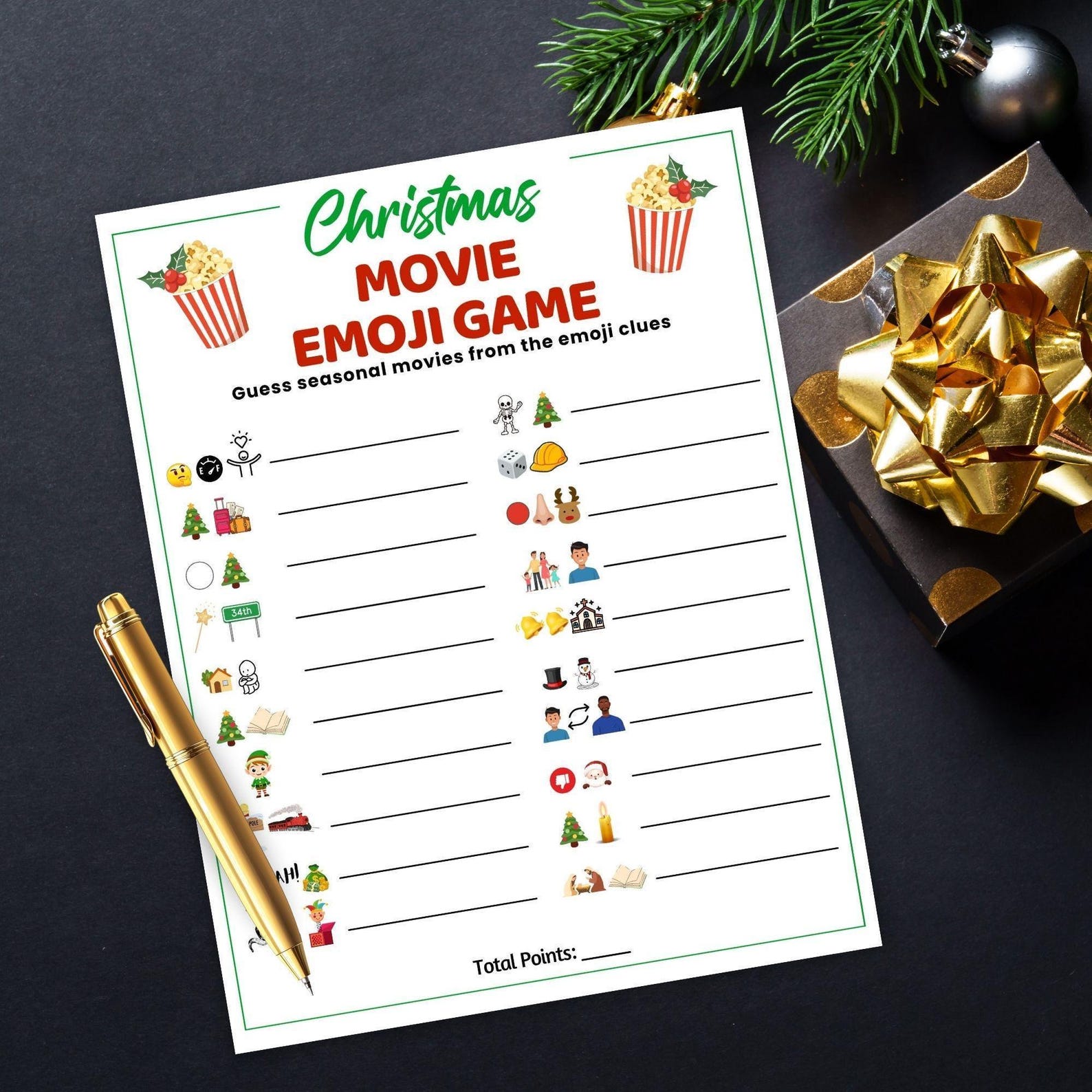Christmas Movie Emoji Game, Christmas Movie Quiz, Office Christmas ...