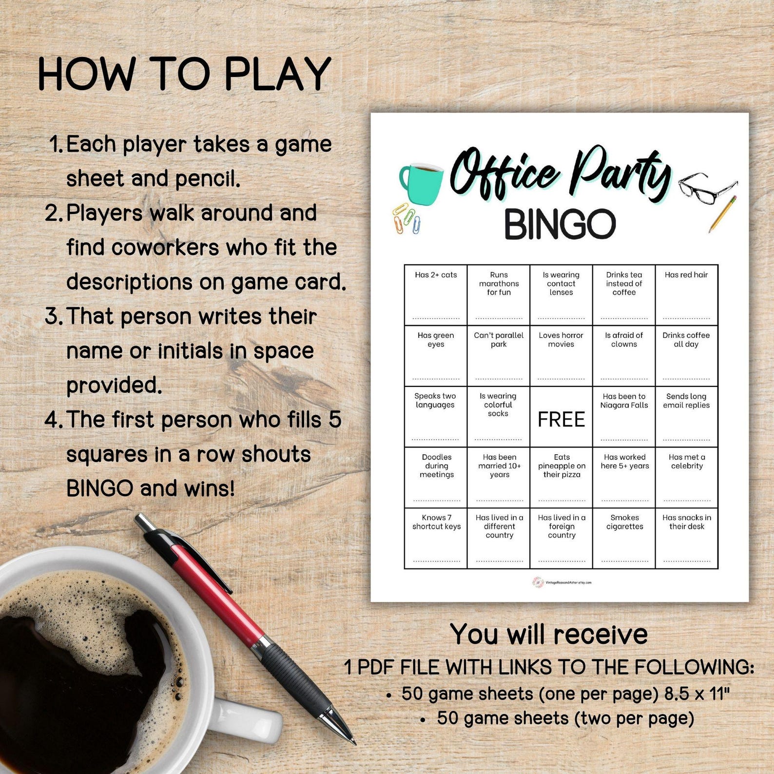 Office Bingo, Coworker Bingo, Office Games, Team Building Games, Team ...