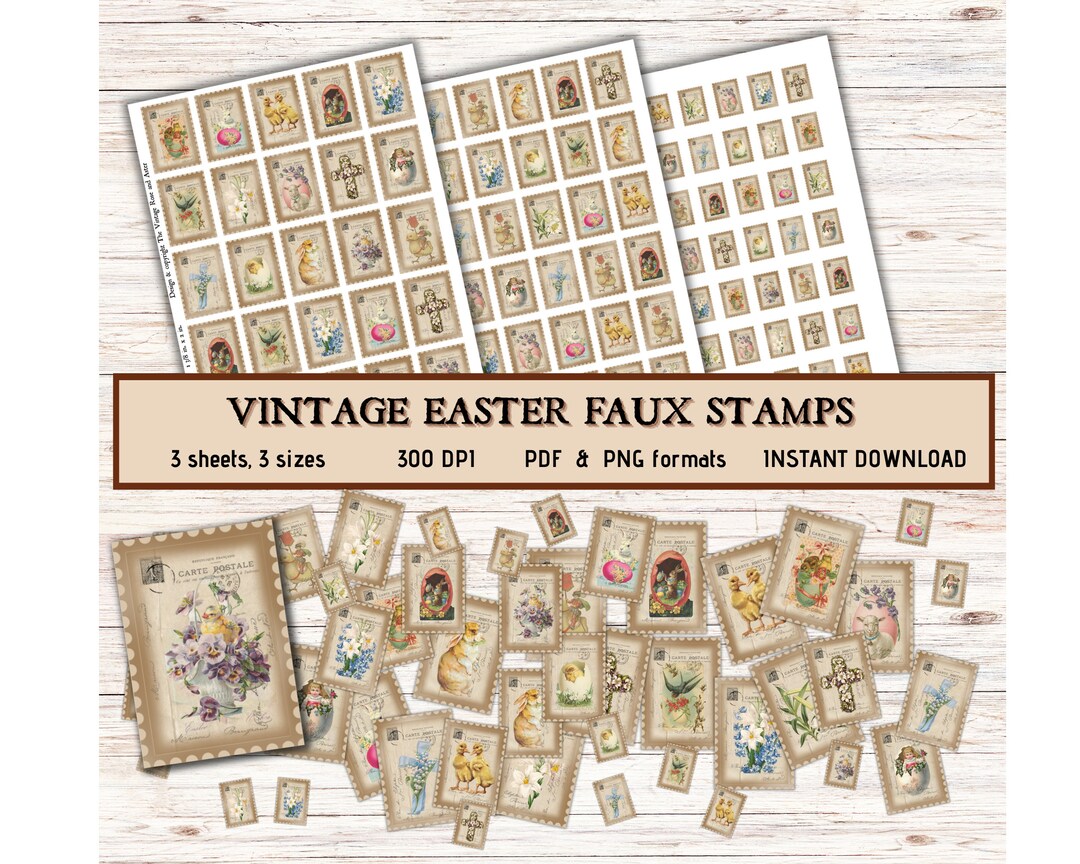 Vintage Digital Easter Stamps, Easter Printables, Ephemera, Junk ...