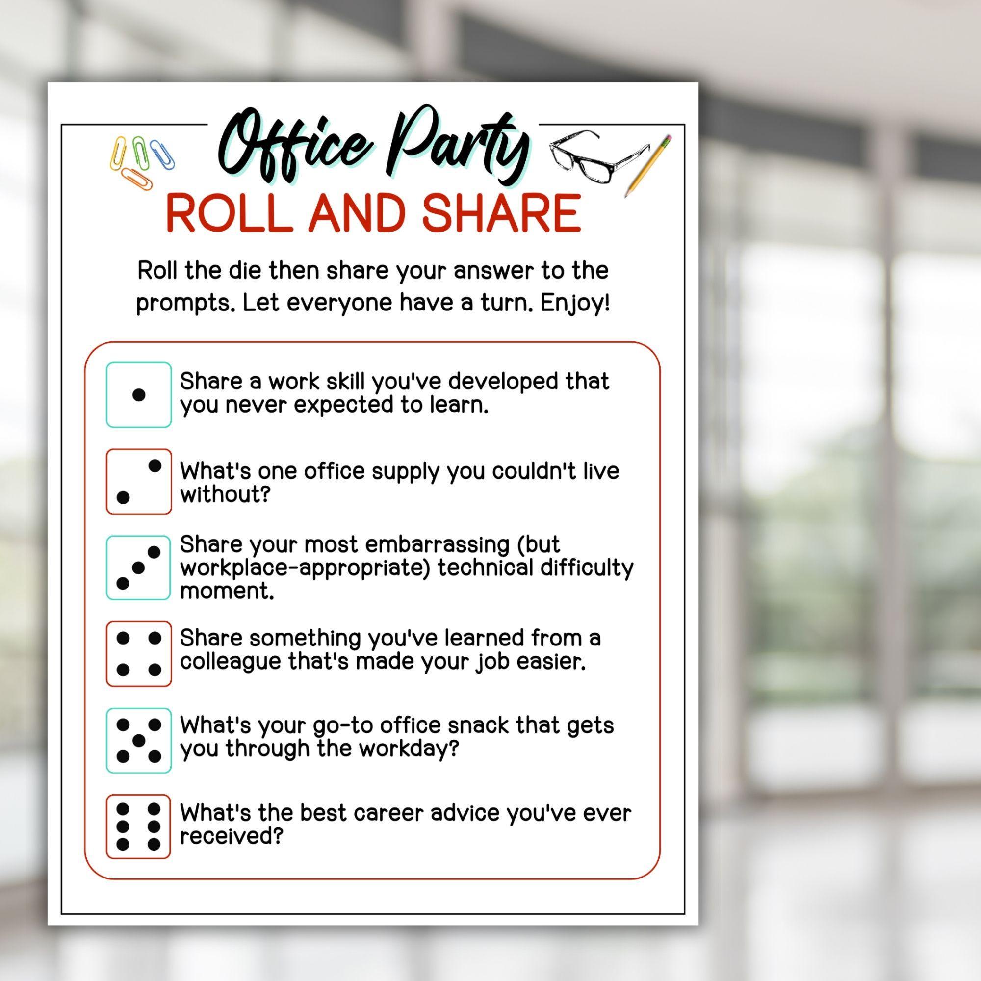Office Party Roll and Share Icebreaker Game, Virtual Games for Work ...