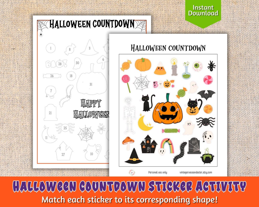 Halloween Countdown, Printable Kids Advent Calendar, Halloween Advent ...