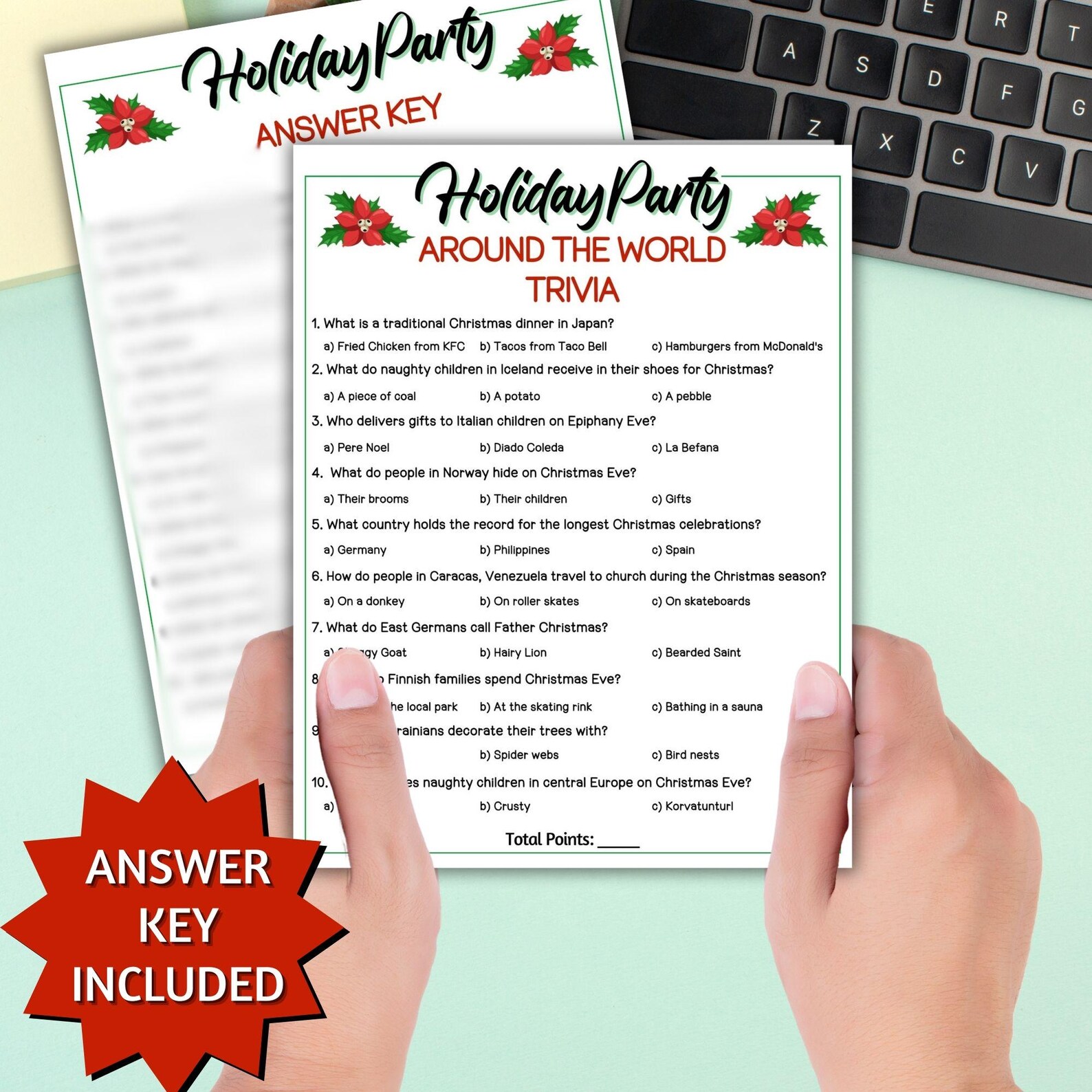 Holiday Around the World Trivia Game, Holiday Office Party Game, Team ...