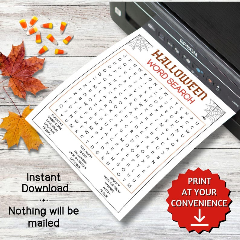 Halloween Word Search Printable Game, Halloween Party Game, Halloween ...