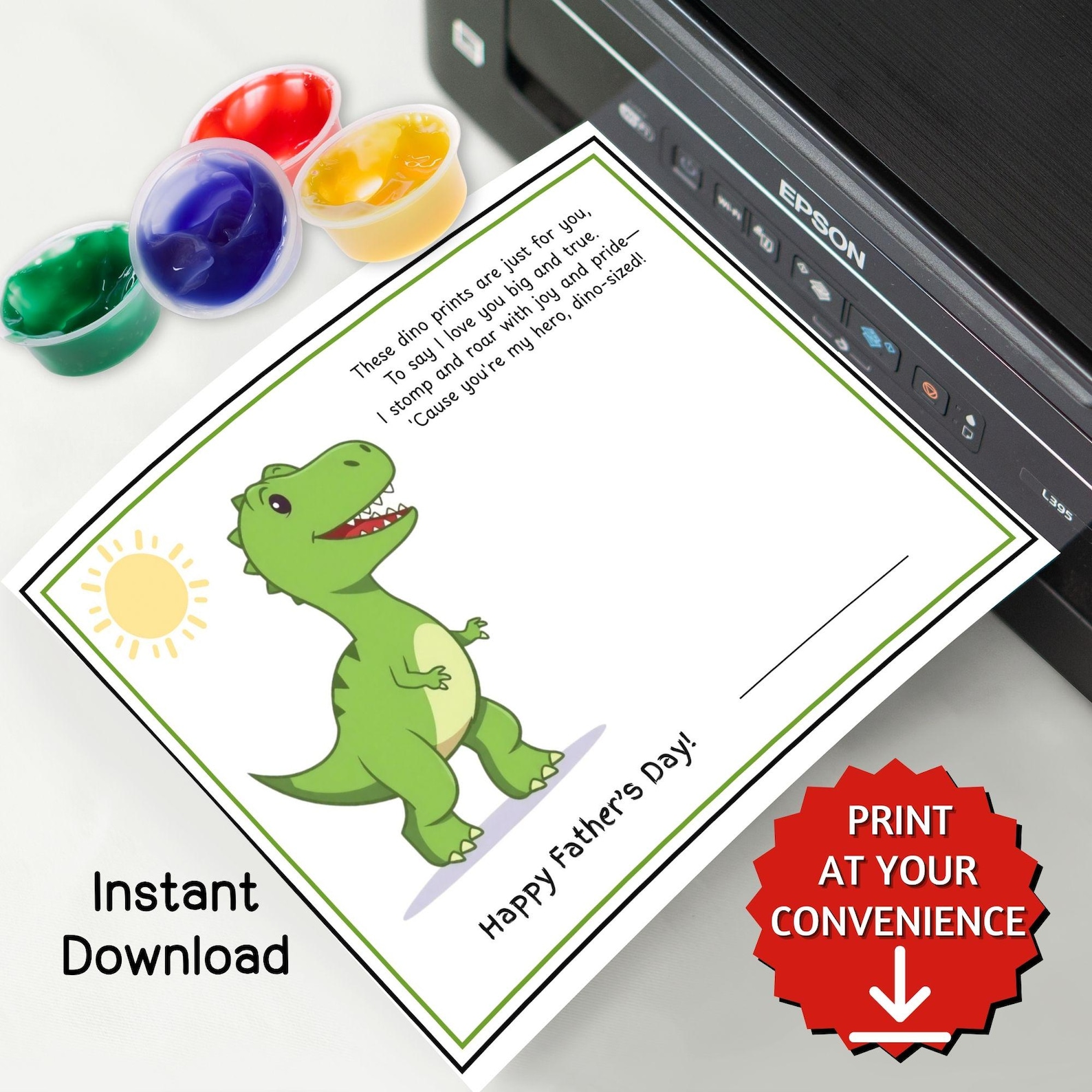 Fathers Day Dinosaur Footprint Poem, Newborn Keepsake, Dinosaur ...