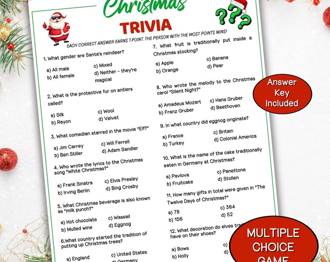 Christmas Trivia Game, Office Party Trivia, Friendsmas Games, Trivia ...