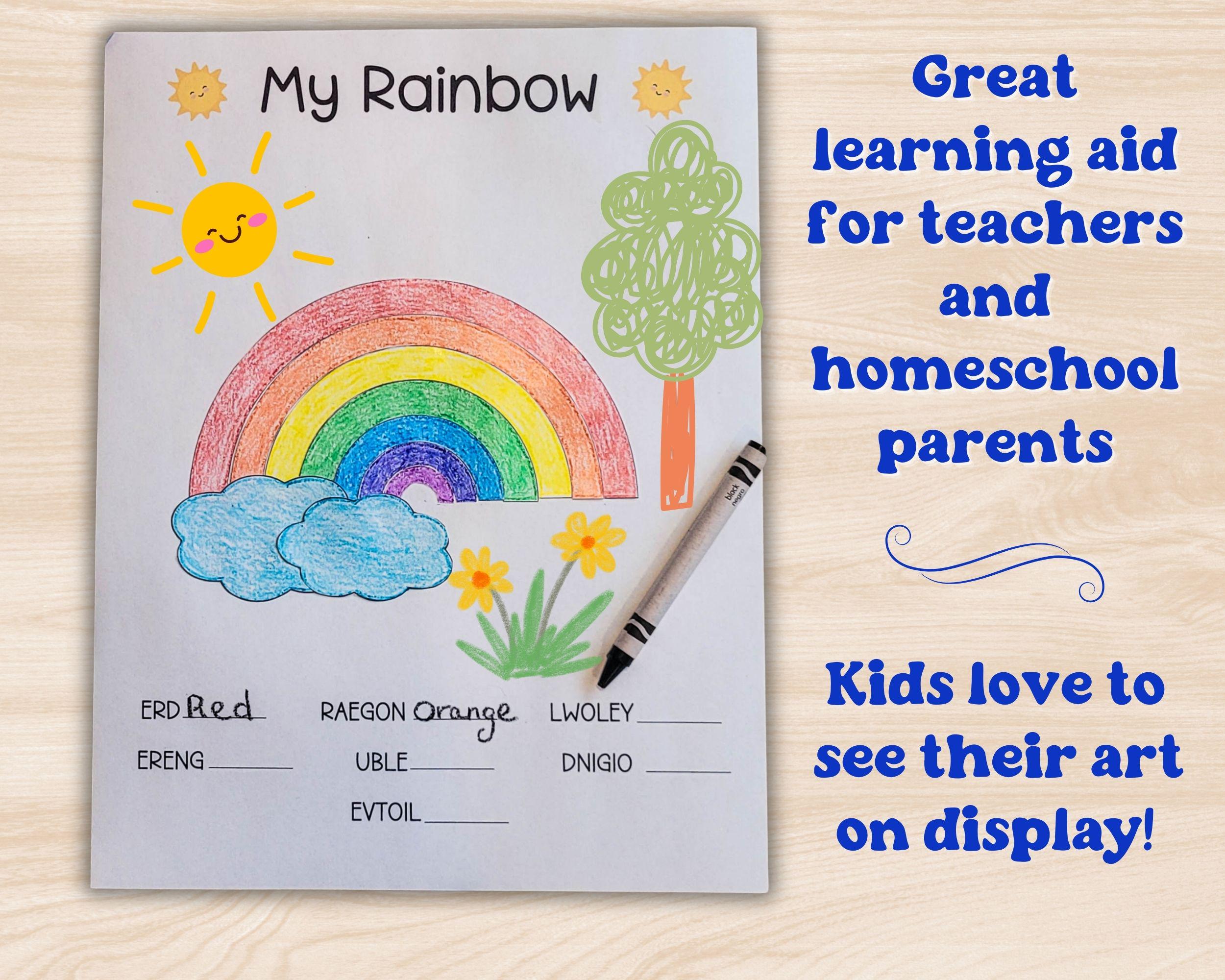 Build a Rainbow Craft Cut and Paste Coloring Activity, Earth Day ...