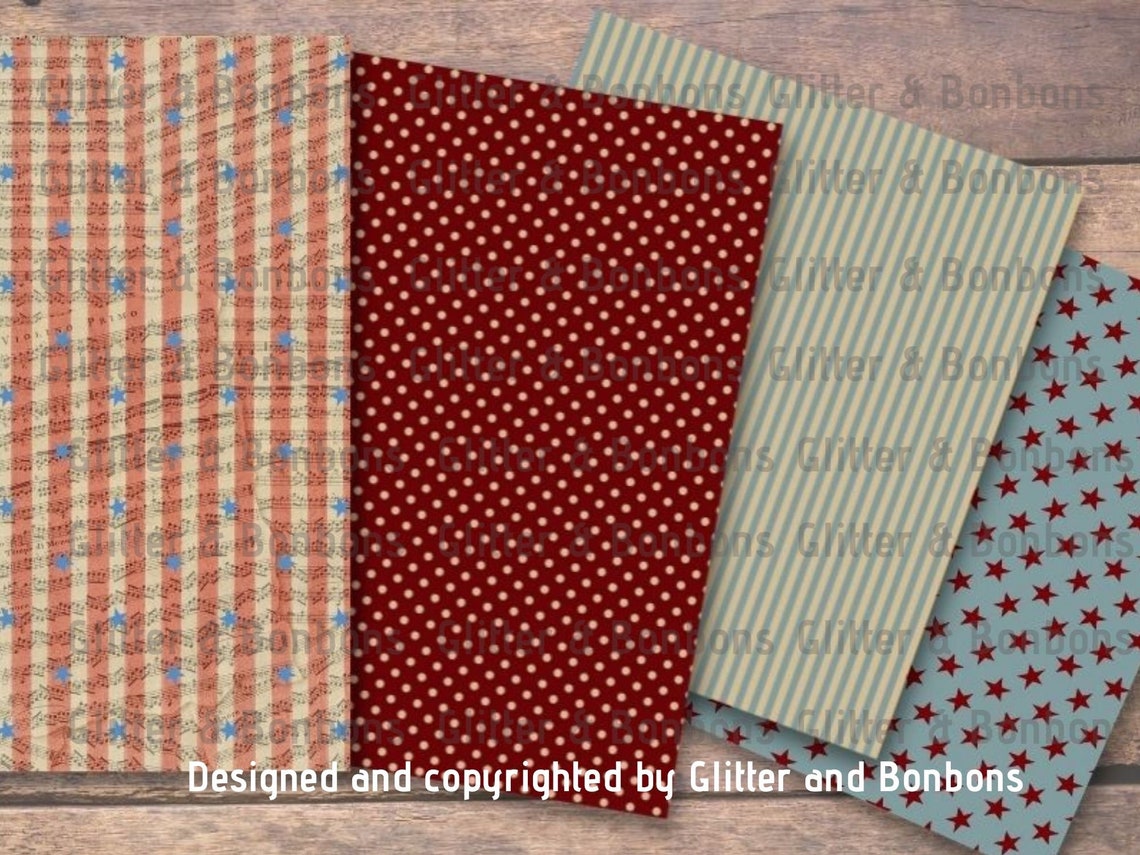 Vintage Patriotic Digital Paper Pack Americana Vintage | Etsy