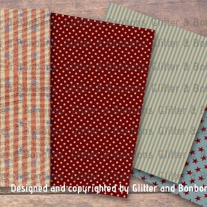 Vintage Patriotic Digital Paper Pack, Americana Colors, Vintage ...