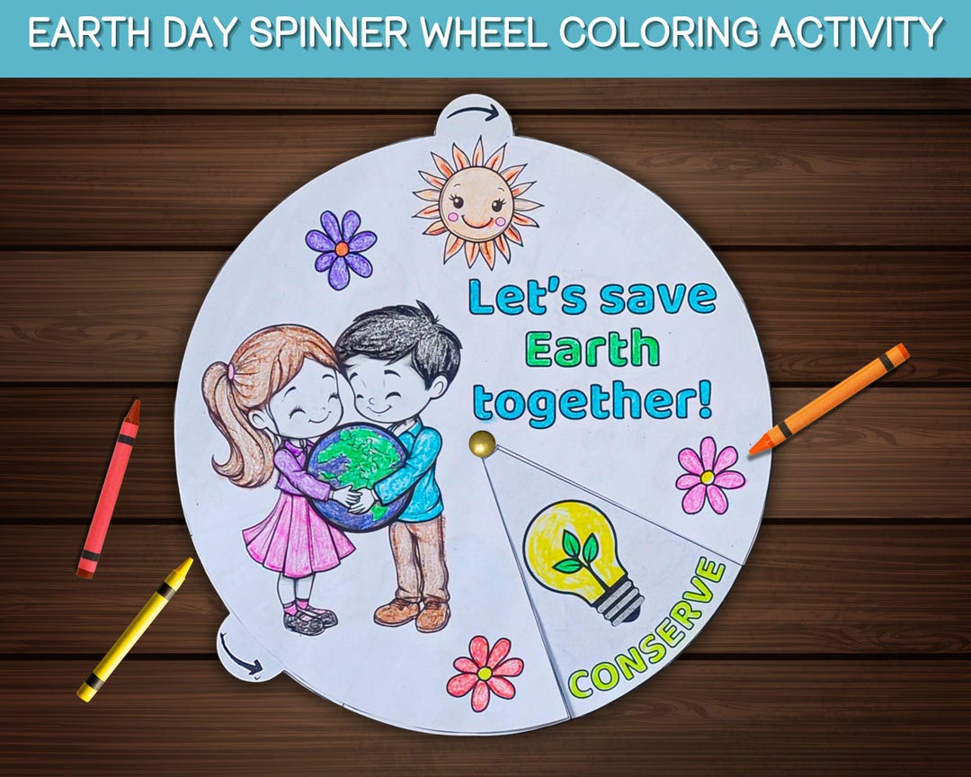 Printable Earth Day Spinner Wheel, Kids Earth Day Activity, Printable ...