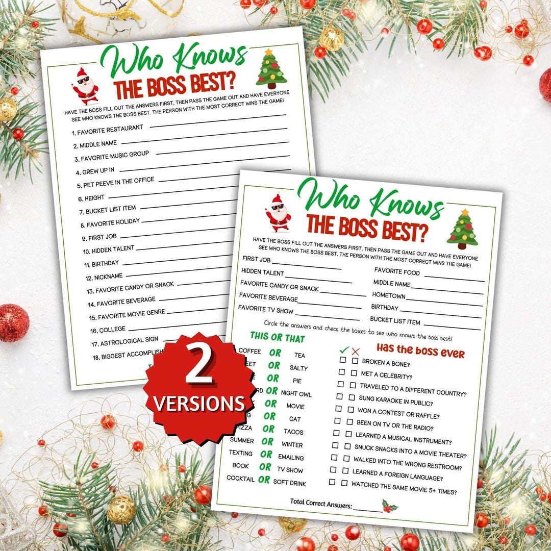 Who Knows the Boss Best Office Christmas Party Games, Team Building ...