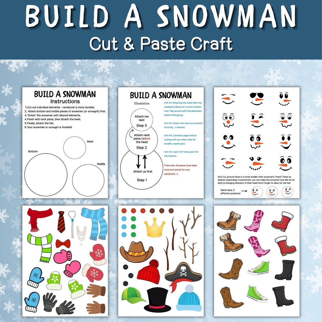 Build a Snowman Craft, Cut and Paste Craft, Homeschool Activity ...