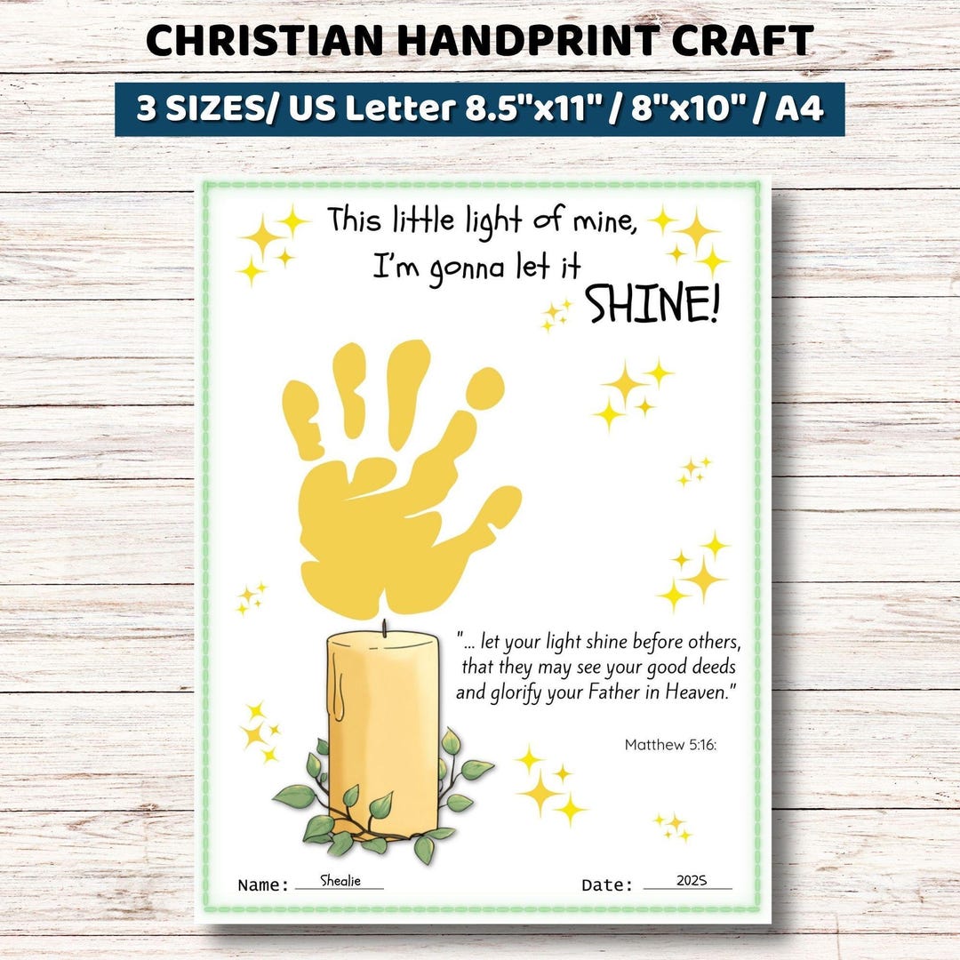 This Little Light of Mine Christian Handprint Craft, Sunday School ...