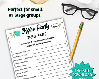 Think Fast Game, Work Edition, Office Party Games, Think Fast Work Game ...