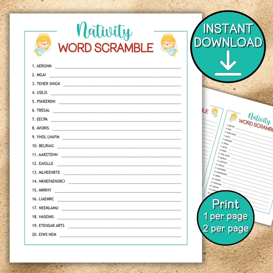 Nativity Word Scramble Game Family Game Night Bible Game Puzzle Game ...