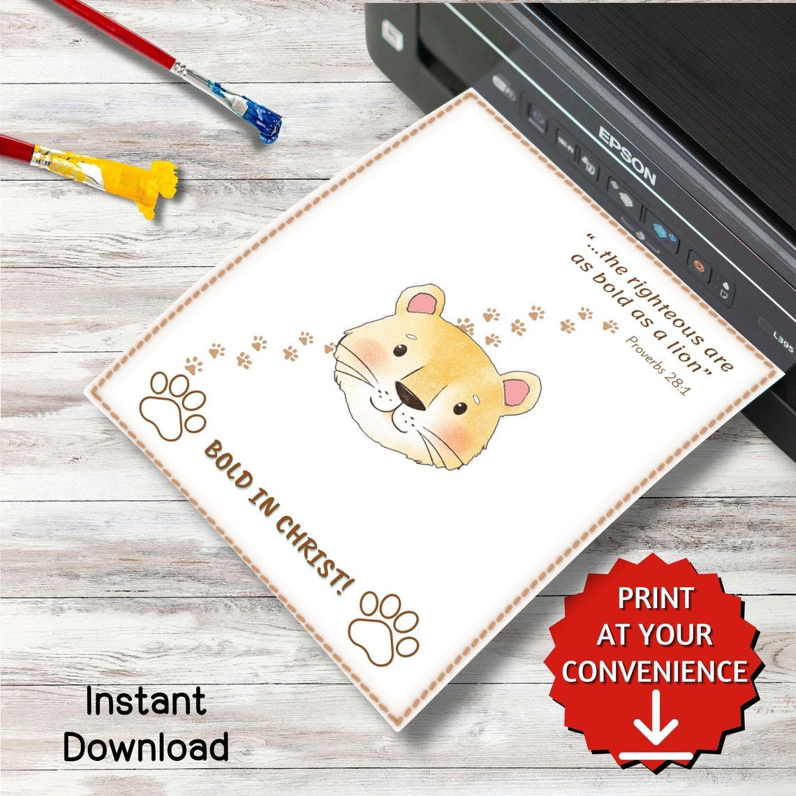 Bold as a Lion Fingerprint Art, Sunday School Craft, Christian Kids ...