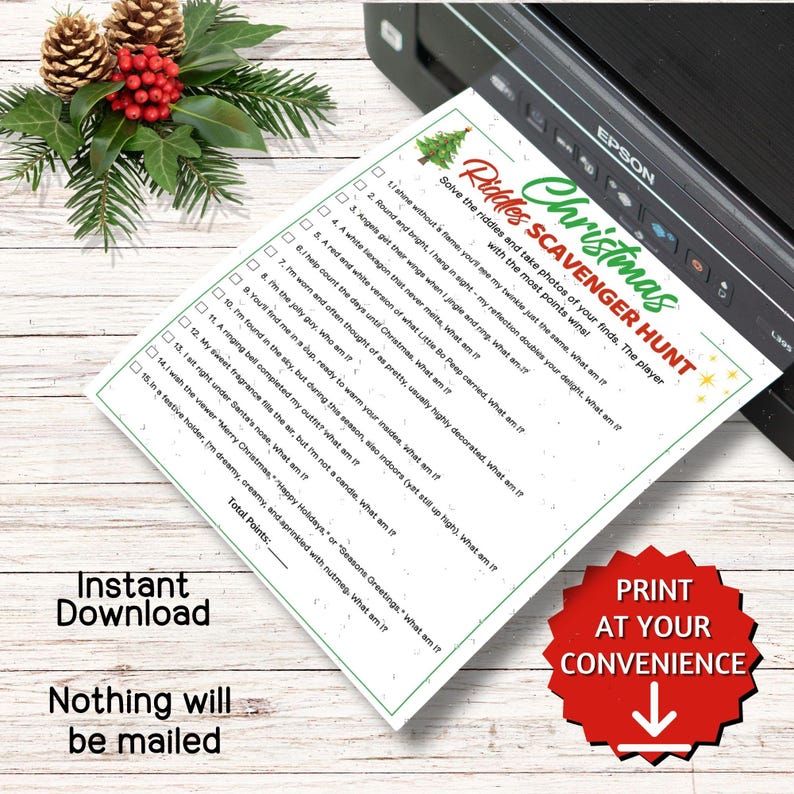 Christmas Scavenger Hunt Riddles Game, Photo Scavenger Hunt, Ice ...