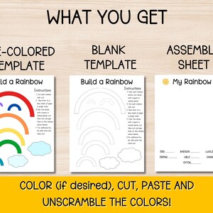 Build a Rainbow Craft Cut and Paste Coloring Activity, Earth Day ...