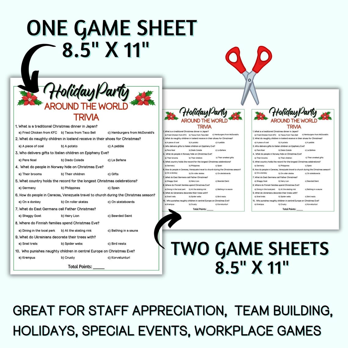 Holiday Around the World Trivia Game, Holiday Office Party Game, Team ...