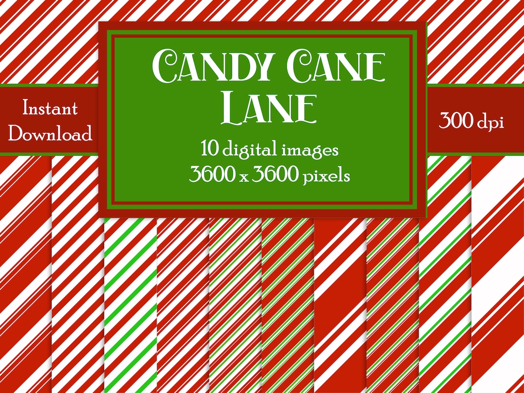 Candy Cane Digital Christmas Paper, Christmas Digital Backdrop ...