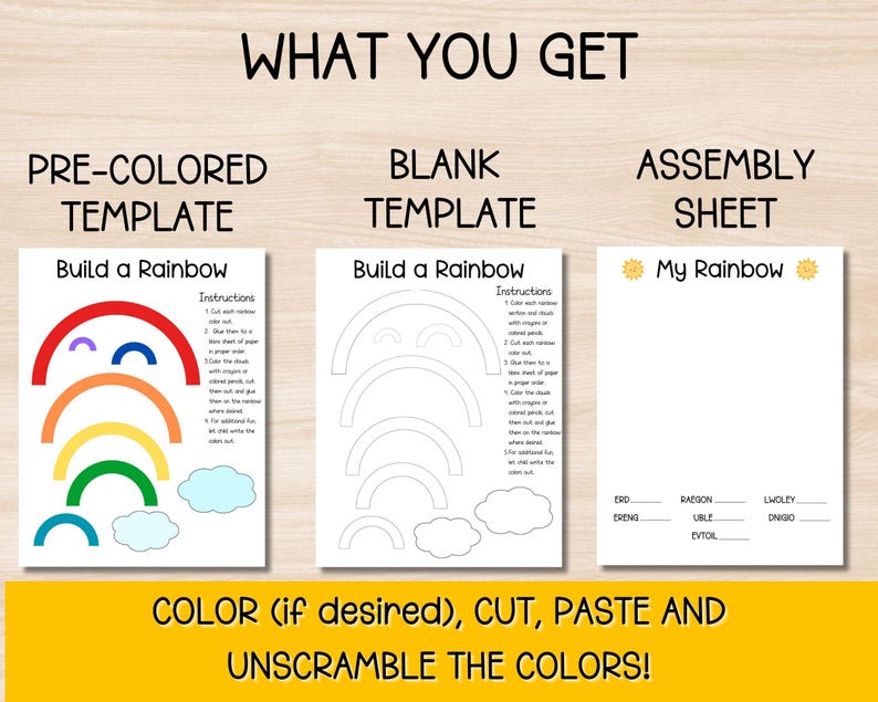 Build a Rainbow Cut and Paste Craft, Earth Day Craft for Toddlers ...