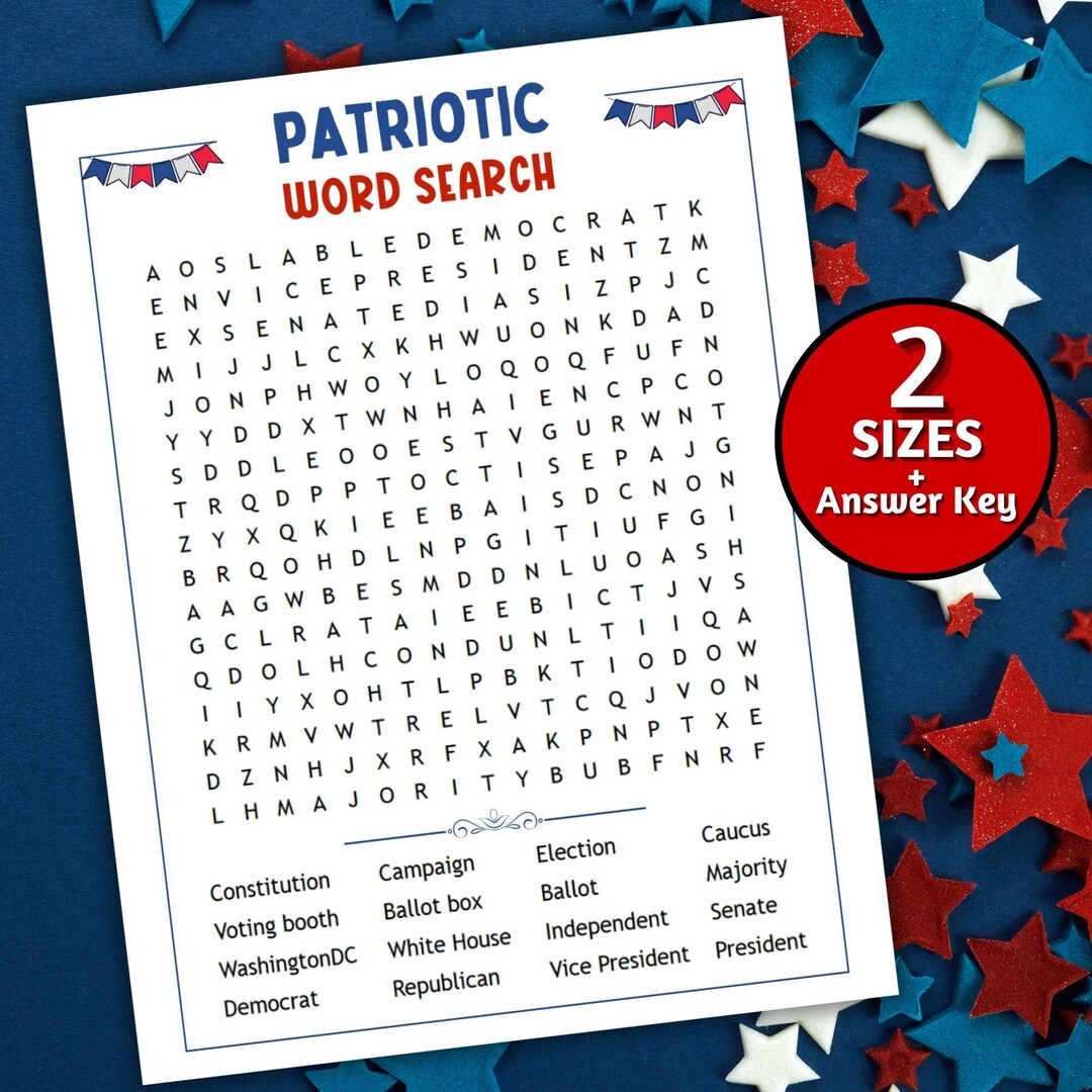 Patriotic Word Search Game, Patriotic Games, Presidents Day Games ...