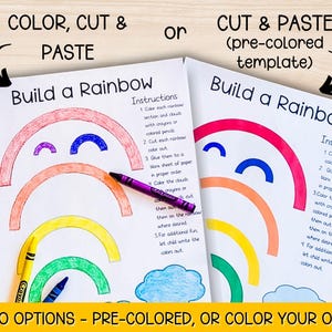 Build a Rainbow Craft Cut and Paste Coloring Activity, Earth Day ...