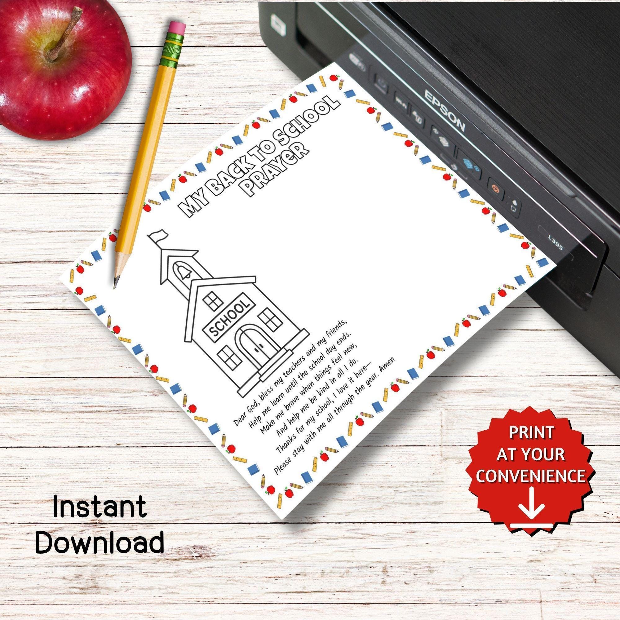 Back to School Prayer Printable, First Day of School Handprint Craft ...