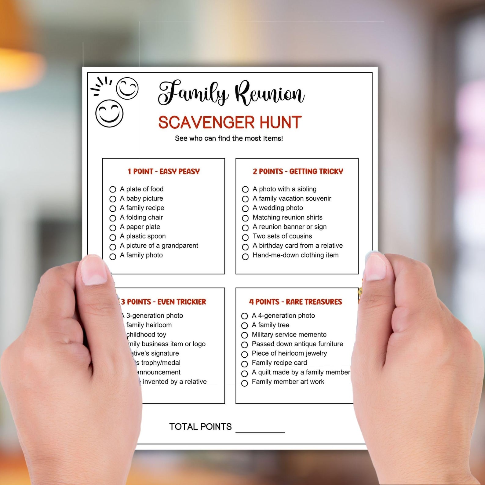 Printable Family Reunion Scavenger Hunt, Family Games for Large Group ...