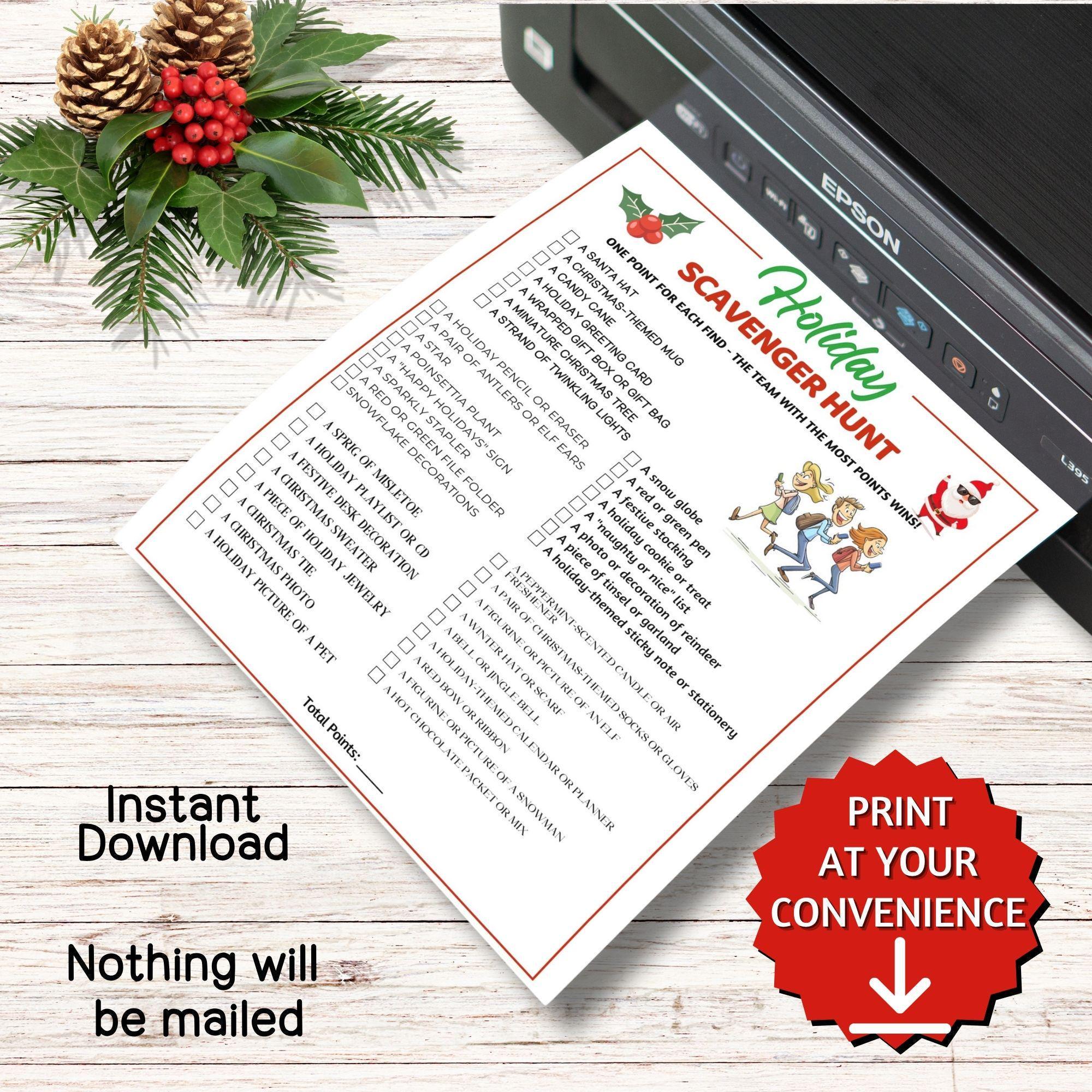 Holiday Office Scavenger Hunt, Office Christmas Party Games, Staff Team ...