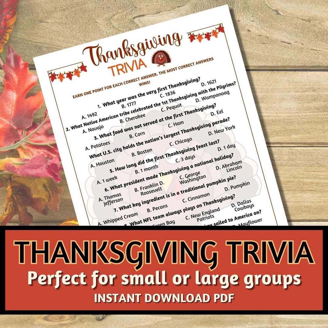 Thanksgiving Trivia Game Printable, Friendsgiving Games, Family Game ...