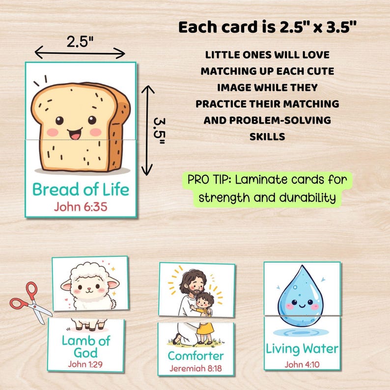 PRINTABLE Names of Jesus Matching Game, Morning Basket Preschool Bible ...